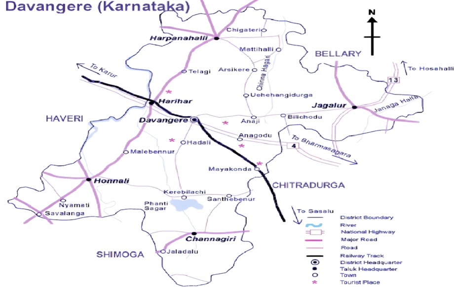 Tourist Map Guide of Davangere - Bangalore Orbit